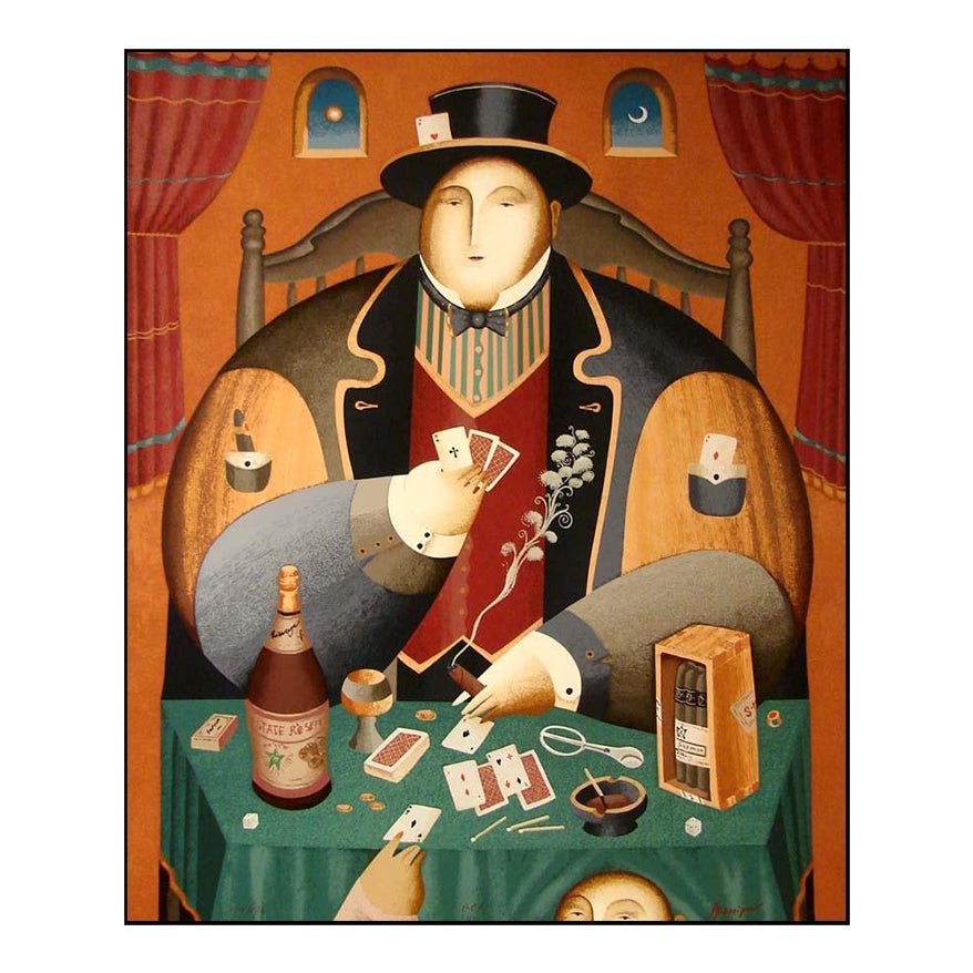 Anton Arkhipov Ace Original Color Serigraph Art Hand Signed Cardplayer ...