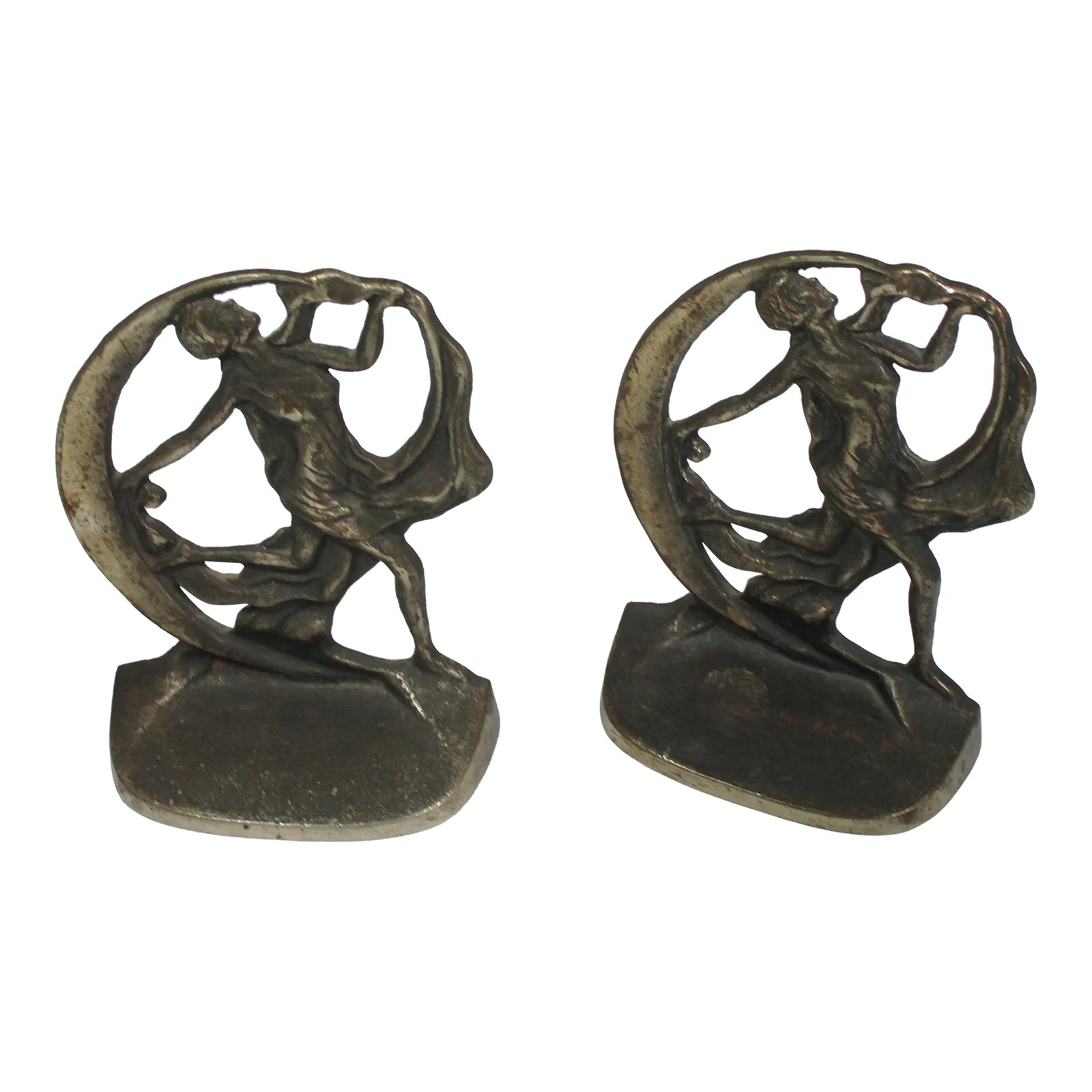 1930s = Art Deco Female Dancing Iron Bookends, Pair | Chairish