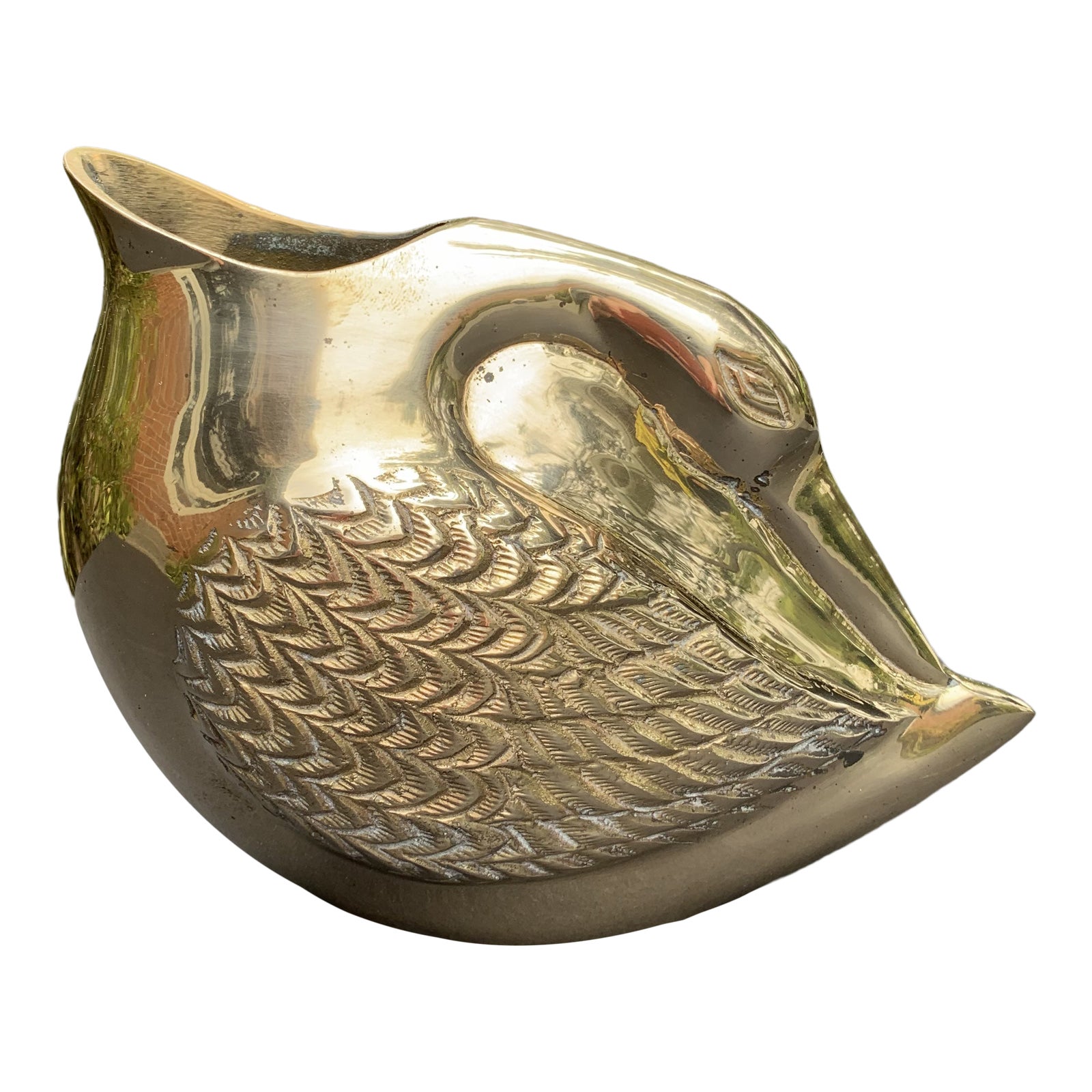 Vintage Brass Duck Bird Vase | Chairish