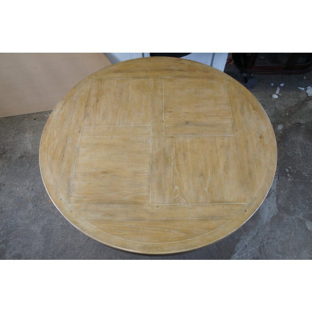Ethan Allen Garner Round Oak French Farmhouse Modern Breakfast Dining ...