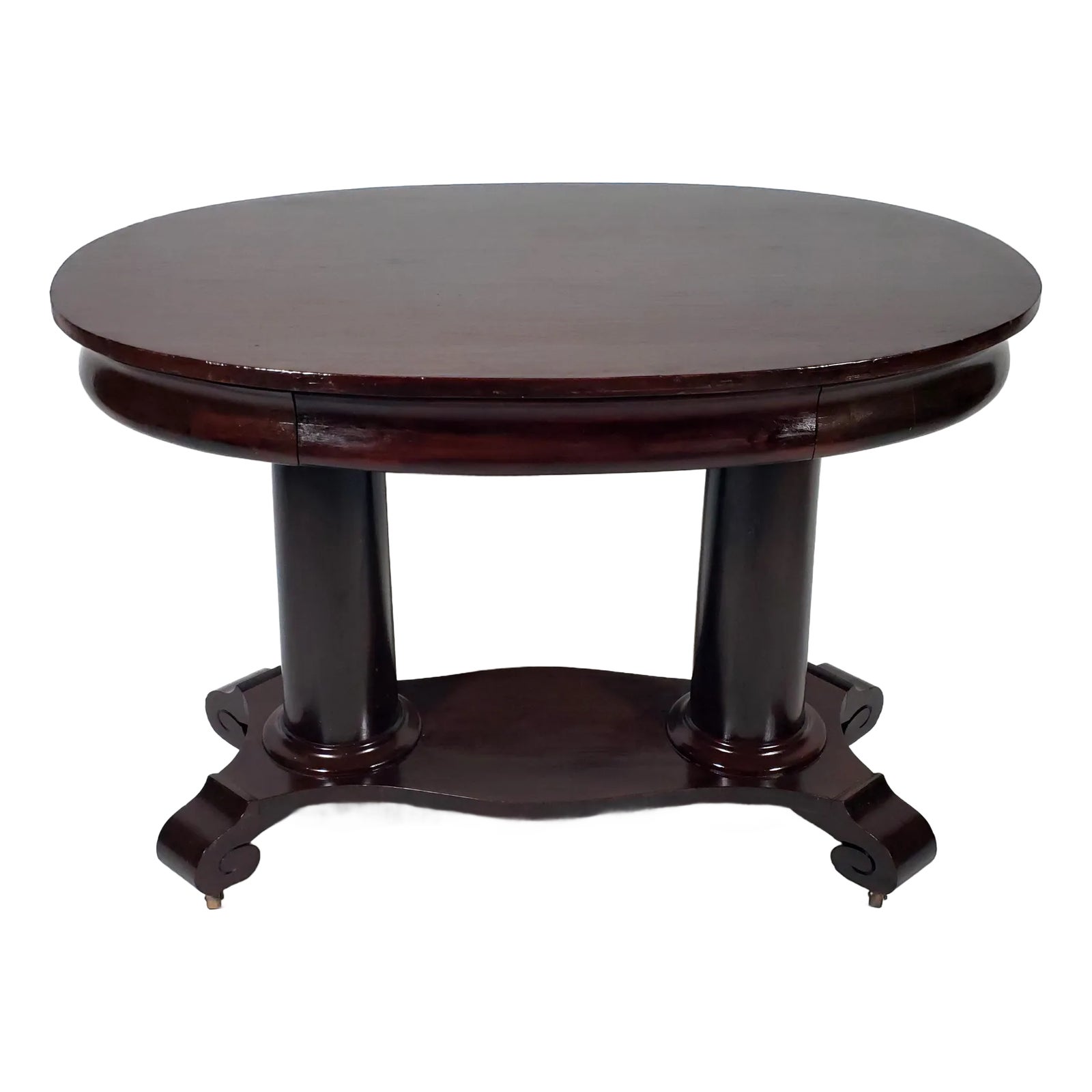 1940s Vintage Original Empire Style All Wood Double Pedestal Oval ...