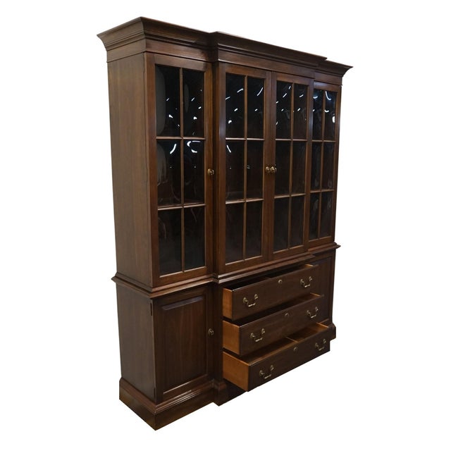 Ethan Allen Georgian Court Solid Cherry Traditional Style 67" Breakfront Lighted Display China ...