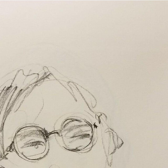 "Man in Glasses" Contemporary Minimalist Portrait Charcoal Drawing by ...