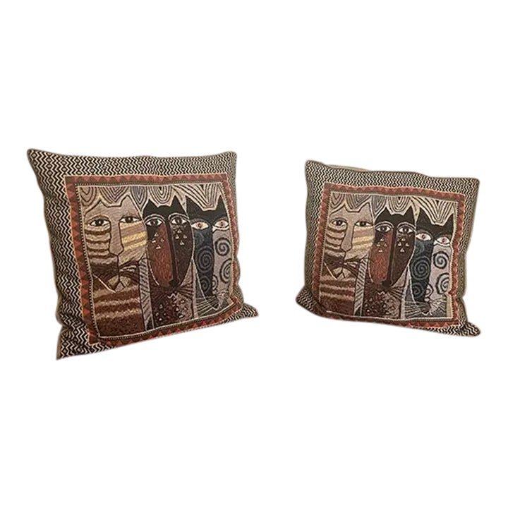 1980s Laurel Burch Cat Pillows- a Pair | Chairish