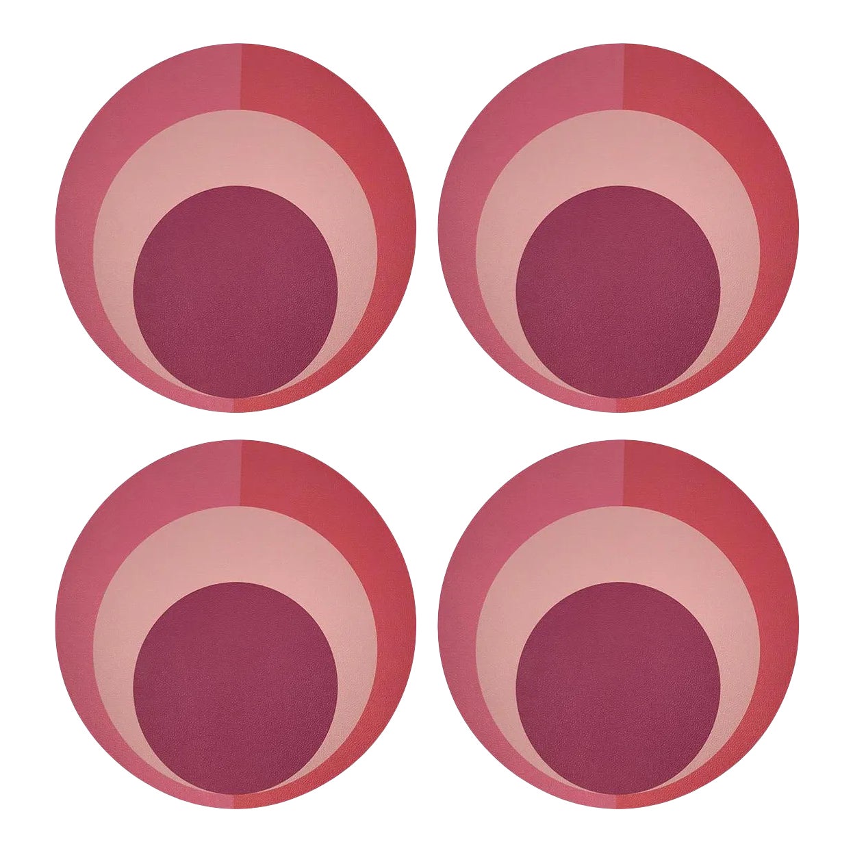 Color Block Pink Coral, 16" Round Pebble Placemats, Set of 4 | Chairish