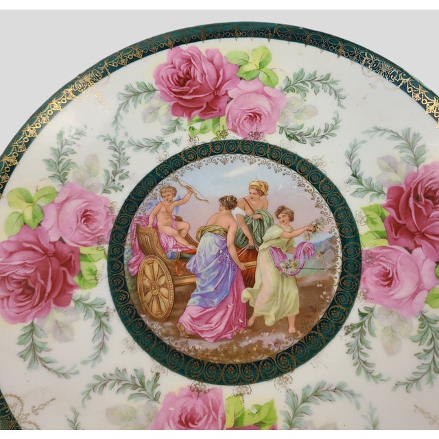 Early 20th Century Prov Saxe Es Germany Porcelain Hand Painted Maidens Romantic Roses Plate ...