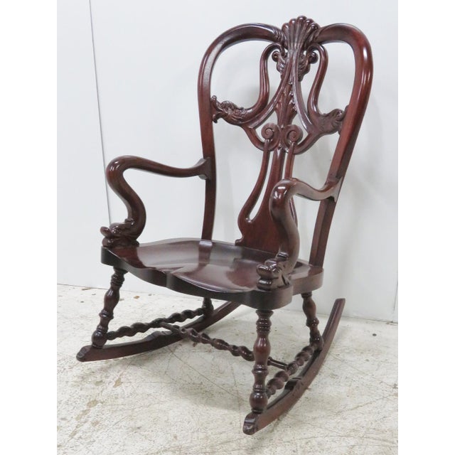 Victorian Figural Dolphin Carved Mahogany Rocker | Chairish