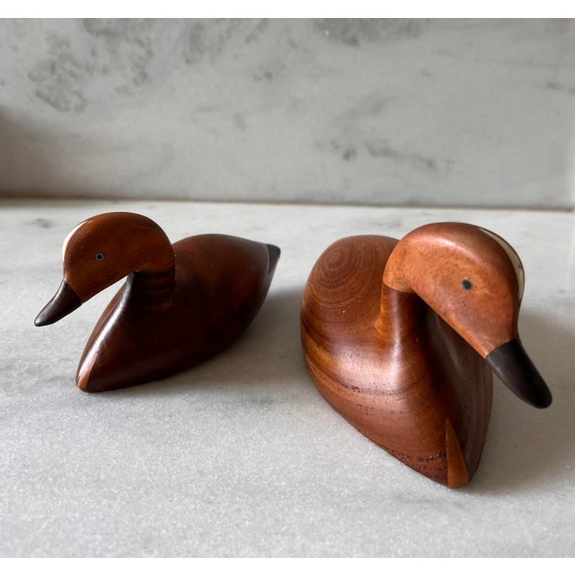 Pair of Vintage Handmade Solid Wood Duck Decoys | Chairish