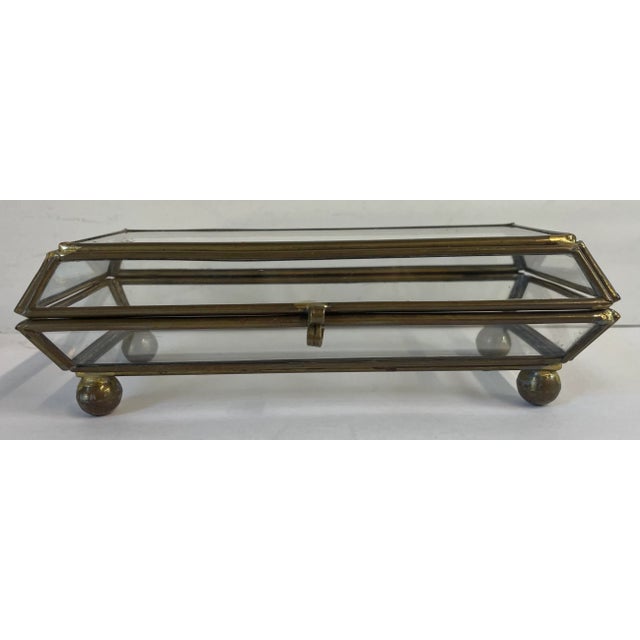 Vintage Brass and Glass Petite Curio Box | Chairish