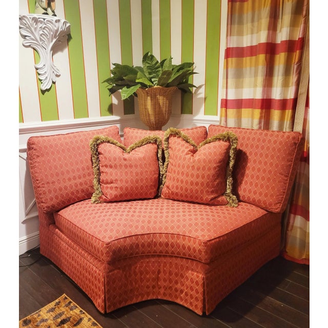 Custom Made Unique Down Filled Henredon Raspberry Curved Settee Sofa ...