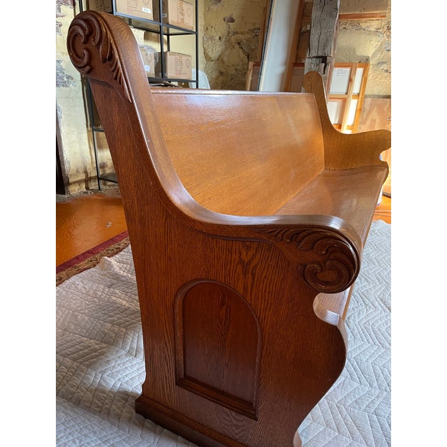 1800s Antique Oak Pew Bench | Chairish