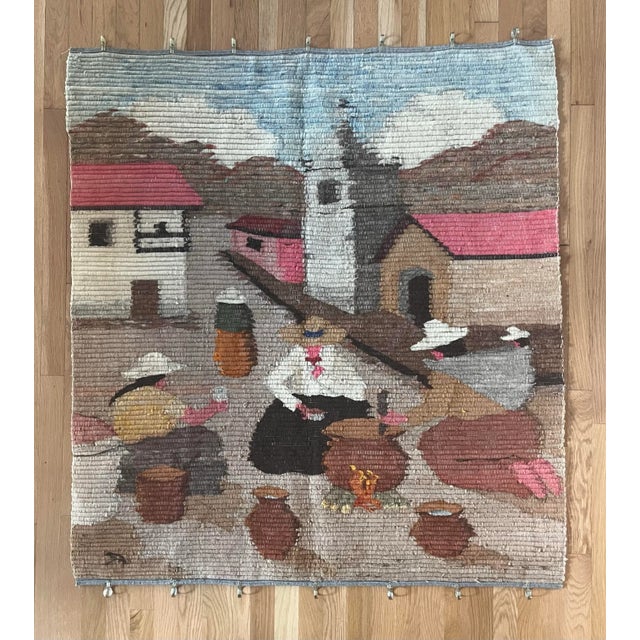Vintage Peruvian Handwoven Wool Wall Tapestry | Chairish