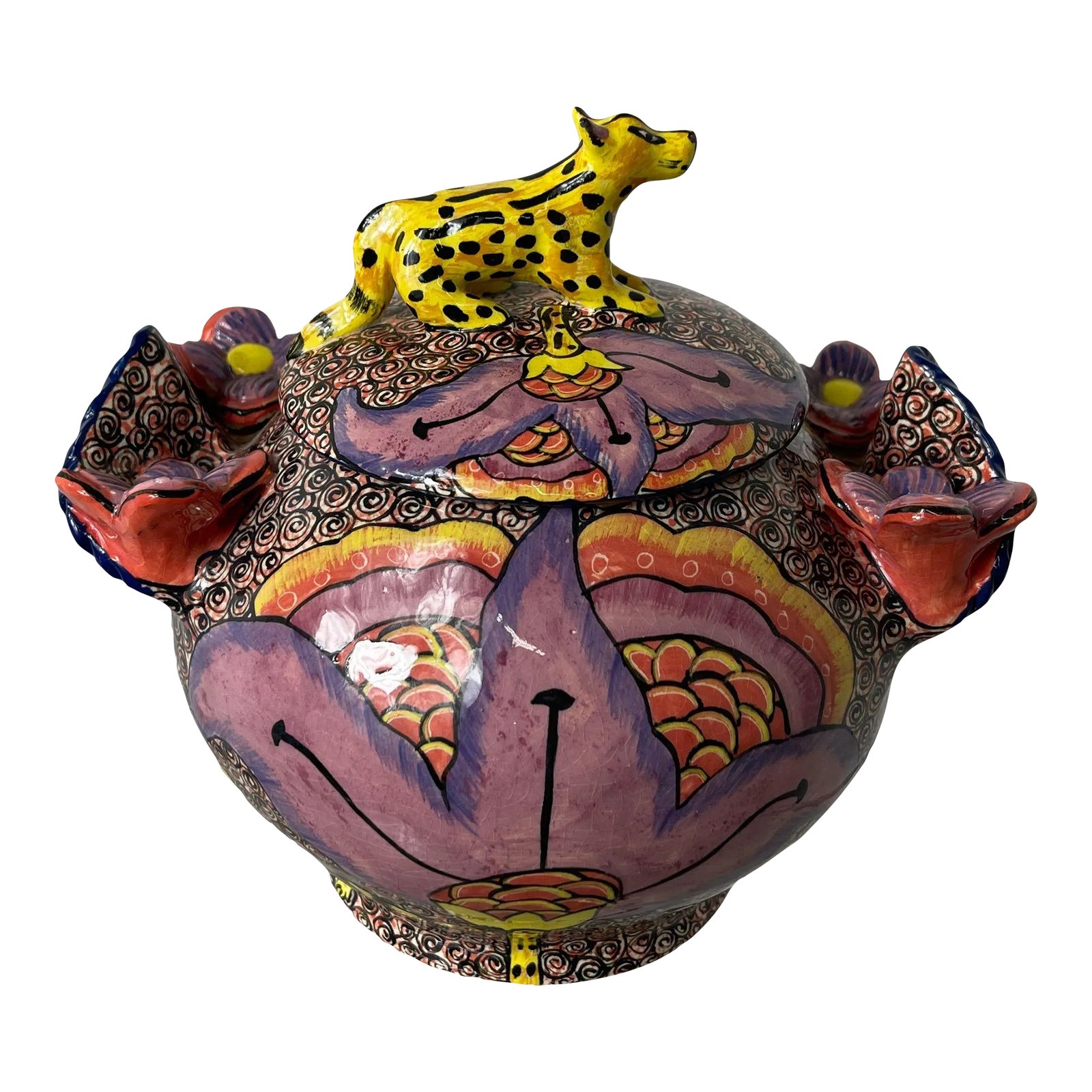 2000s Ardmore Ceramics Leopard Sugar Pot | Chairish