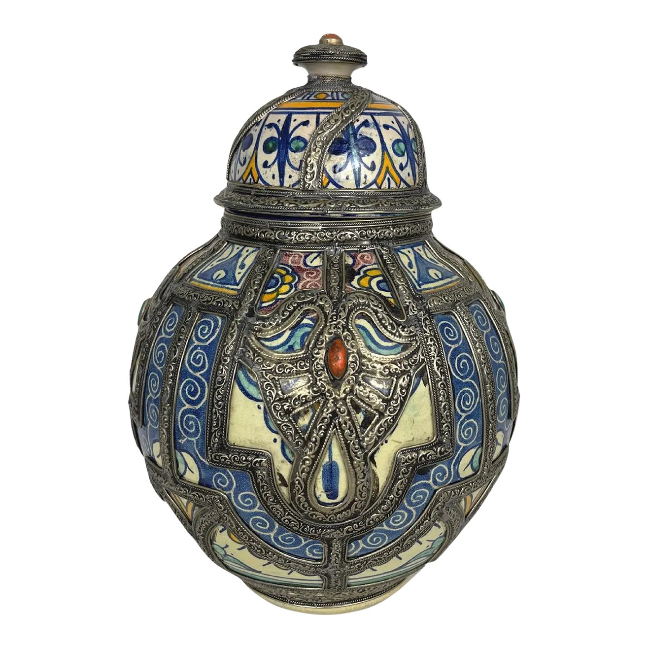 Mid-Century Moroccan Pottery Jar | Chairish