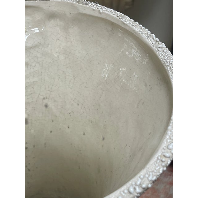 Vintage Large 26" Hand-Thrown White Textured Vase | Chairish