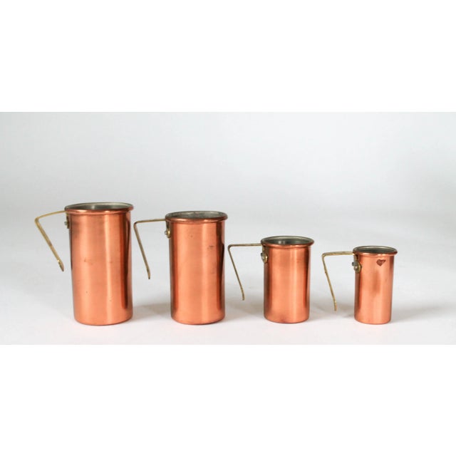 Vintage Farmhouse Style Copper and Brass Measuring Cups | Chairish