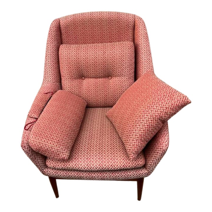 Mid 20th Century Mid Century Modern Teak. Upholstered Lounge Chair ...