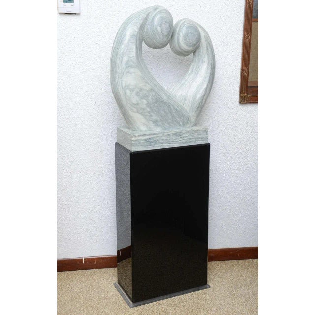 Modernist "Lovers" Heart Shaped Marble Sculpture on Black Lucite ...