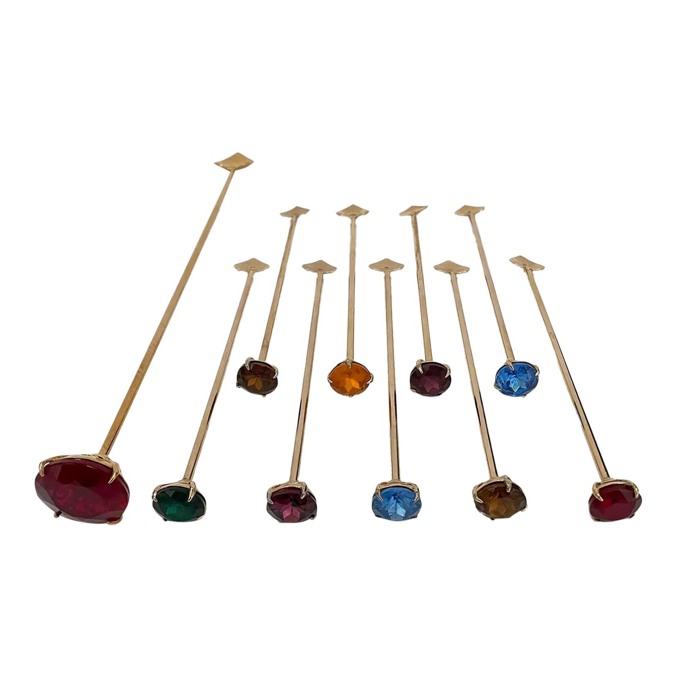 Mid 20th Century Gold Plated Cocktail and Pitcher Spoons / Stirrers ...