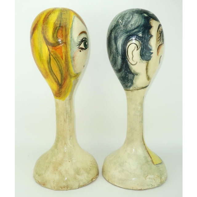 De Sela Mexican Folk Art Papier Mache Heads, a Pair | Chairish