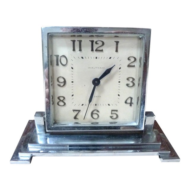 Art Deco Chrome Free Standing Clock, Circa 1930 | Chairish