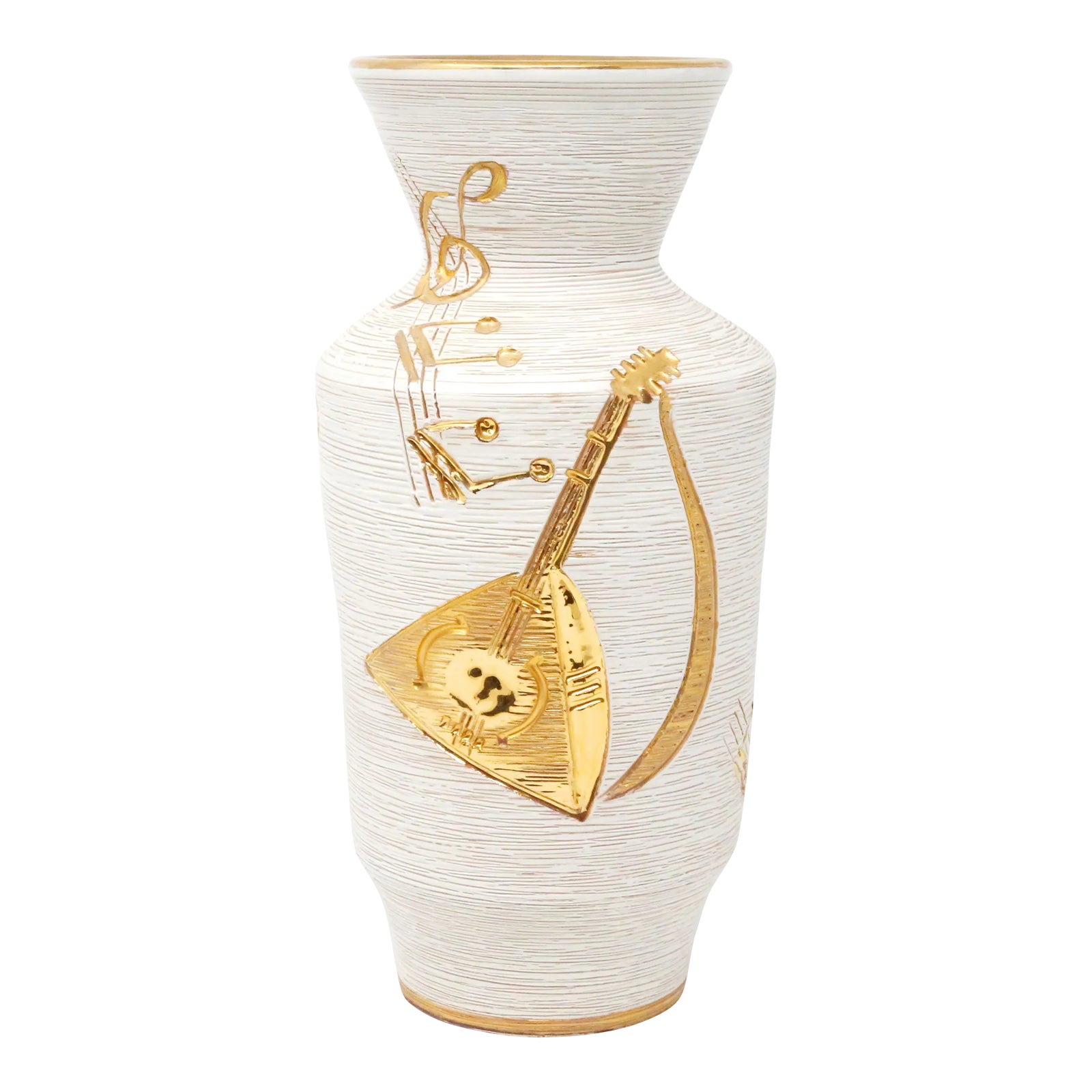 Vintage Italian White and Gold Music-Themed Vase by Fratelli ...
