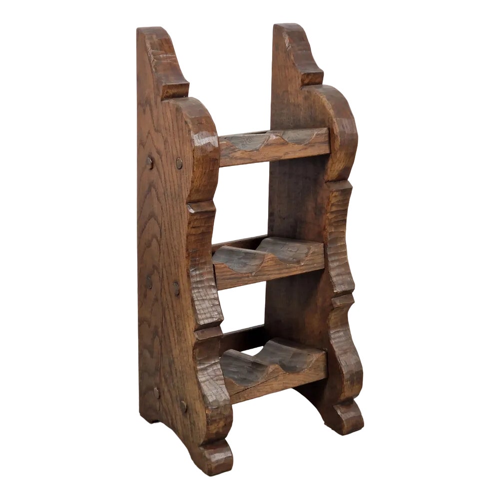 Vintage Japandi Oak Brutalist Wine Rack, 1950s | Chairish