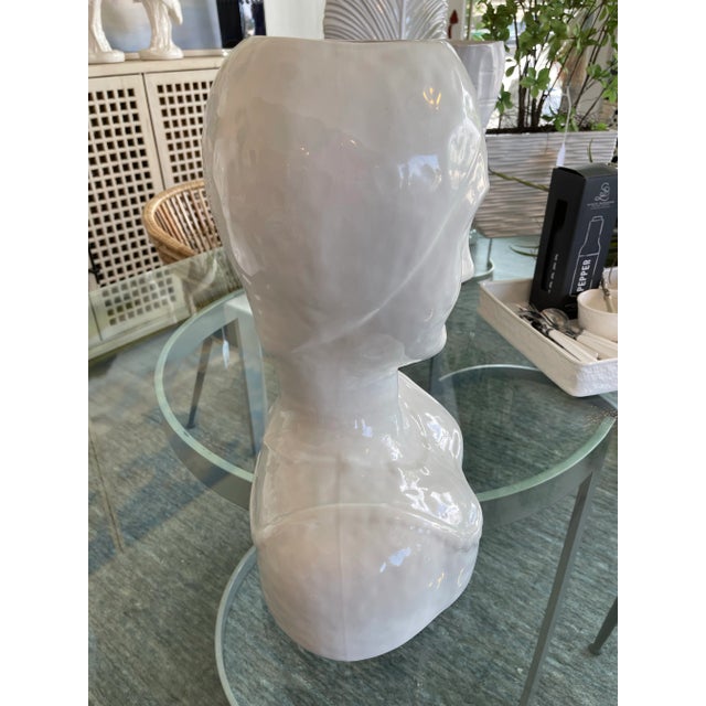 Pair of White Ceramic Head Vases | Chairish