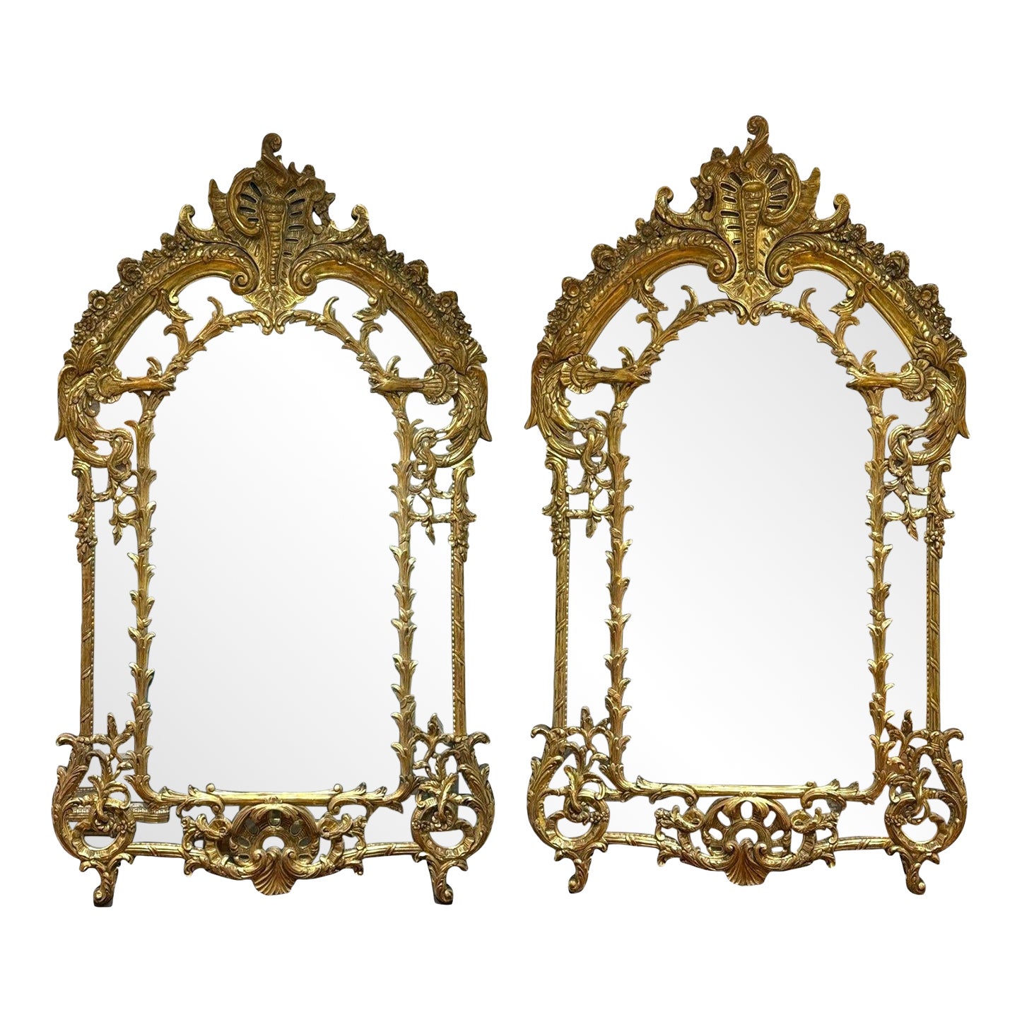 1950s George III Style Giltwood Silvered Wall Mirrors, England- a Pair ...