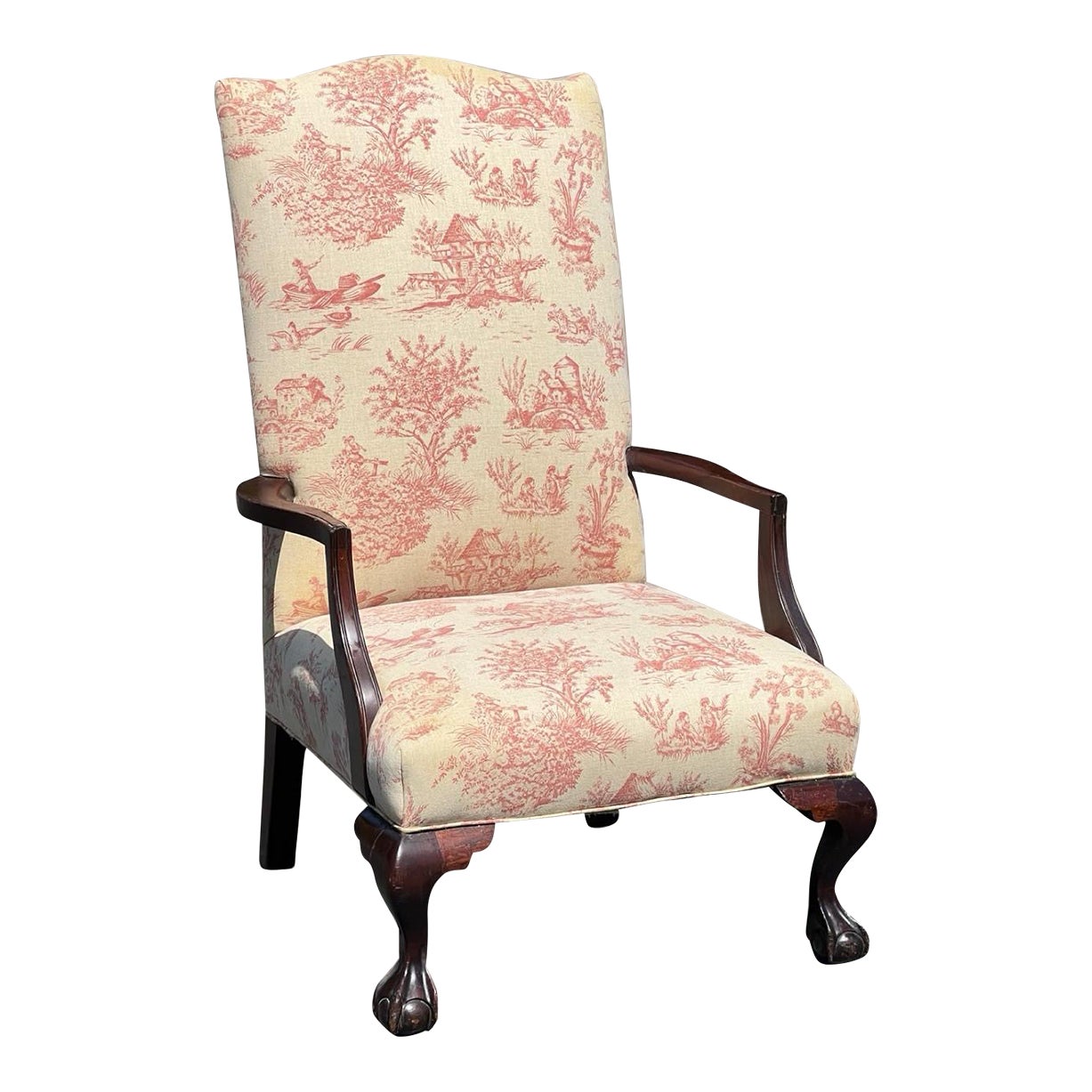 Antique 19th Century Chippendale Martha Washington Lolling Chair | Chairish