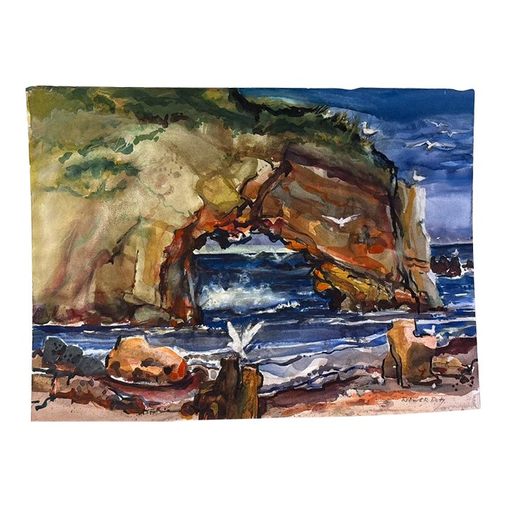 1990s Robert R. Doty Original Watercolor Mixed Media | Chairish