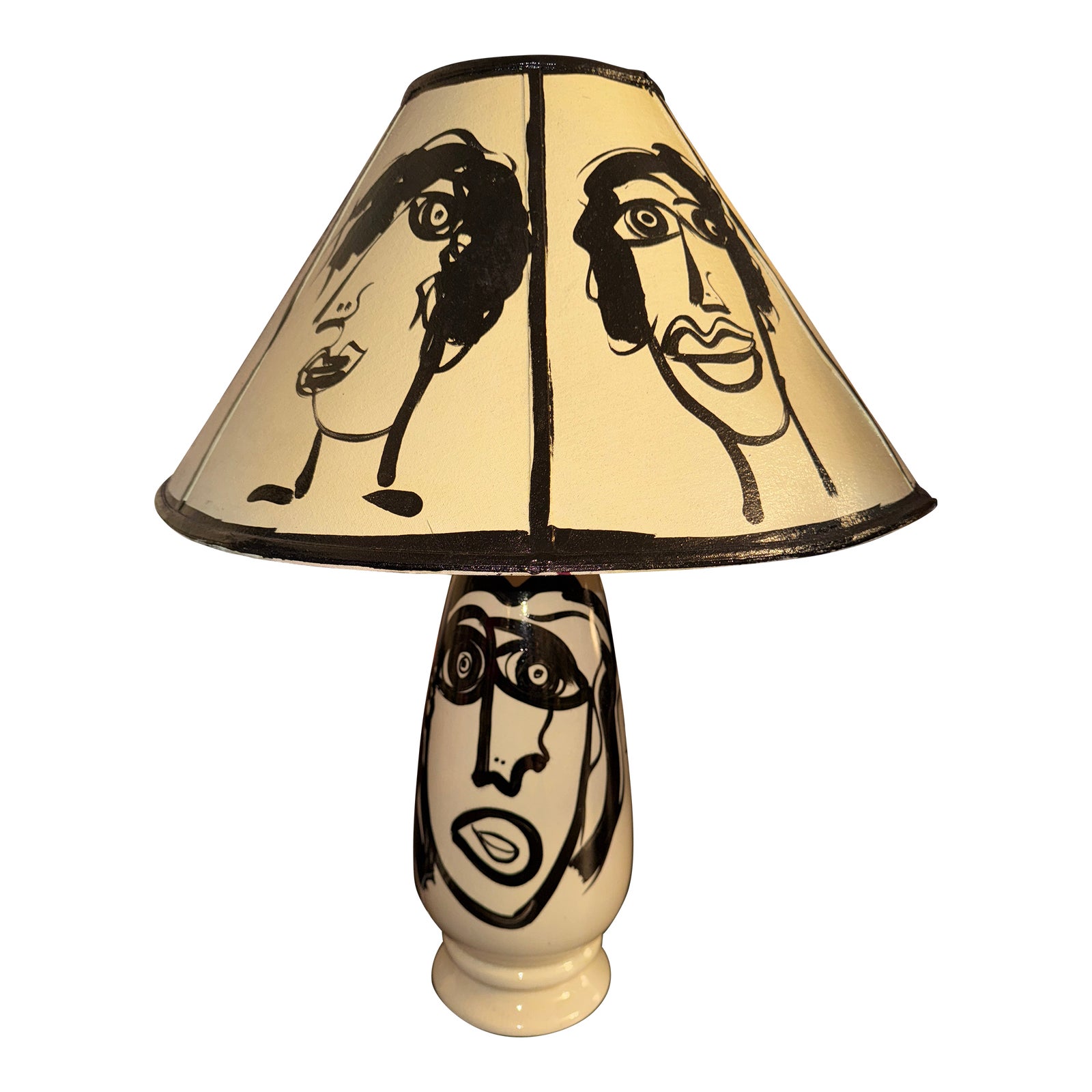 Peter Keil Abstract Table Lamp Painting With Shade | Chairish