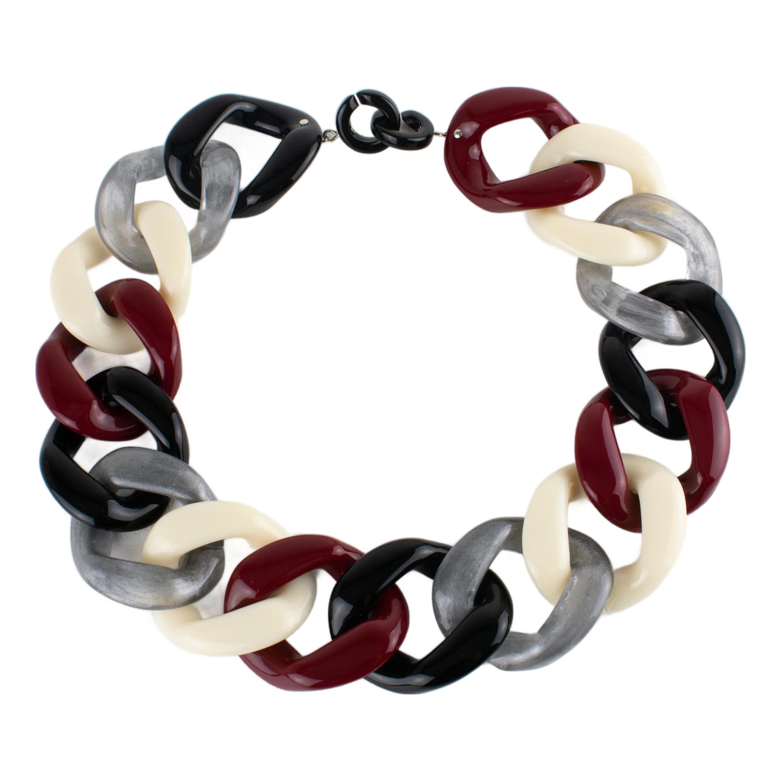 Angela Caputi Italy Choker Necklace Massive Silver, Black, Red Resin ...