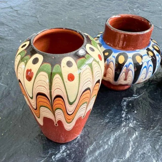 Mid-Century Bulgarian Troyan Redware Pottery Vases- Set of 4 | Chairish