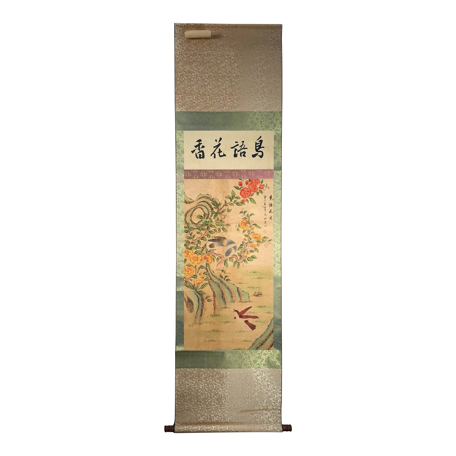Chinese Huaniao Scroll | Chairish