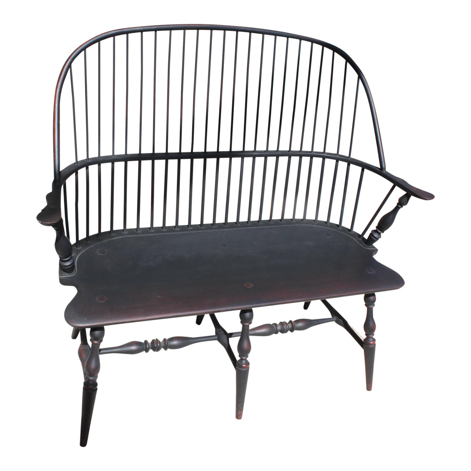 Handmade Black Windsor Bench | Chairish