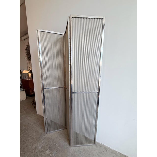 Mid Century Chrome & Aluminum Folding Screen | Chairish