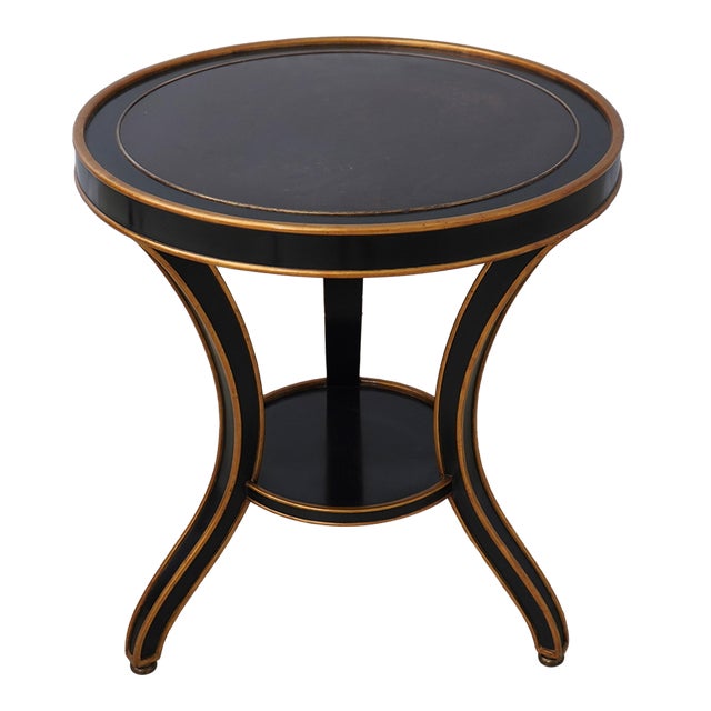 Regency Style Round Black & Gold Lamp Table | Chairish