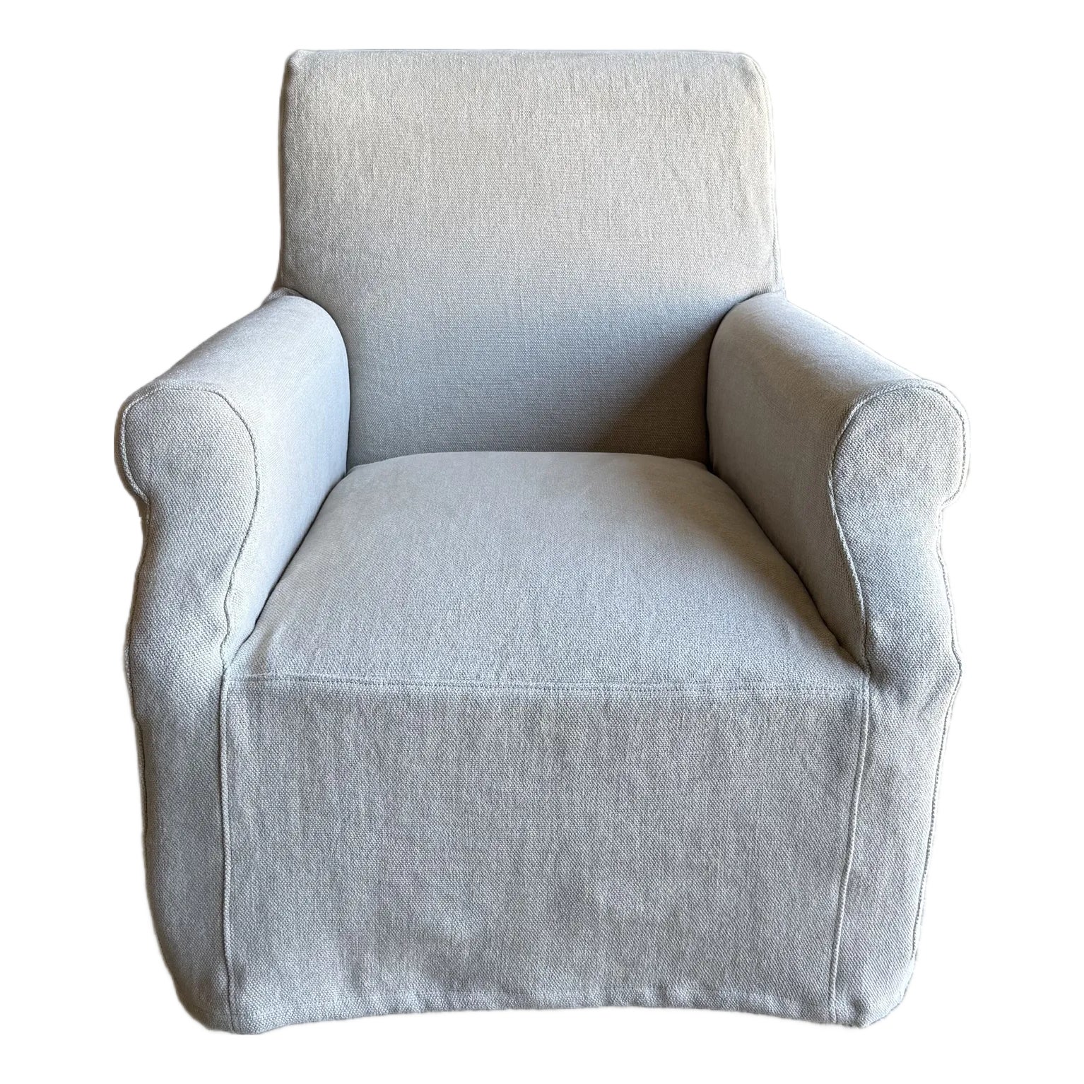 Belgian Stone Washed Linen Slip Covered Chair - Flax | Chairish