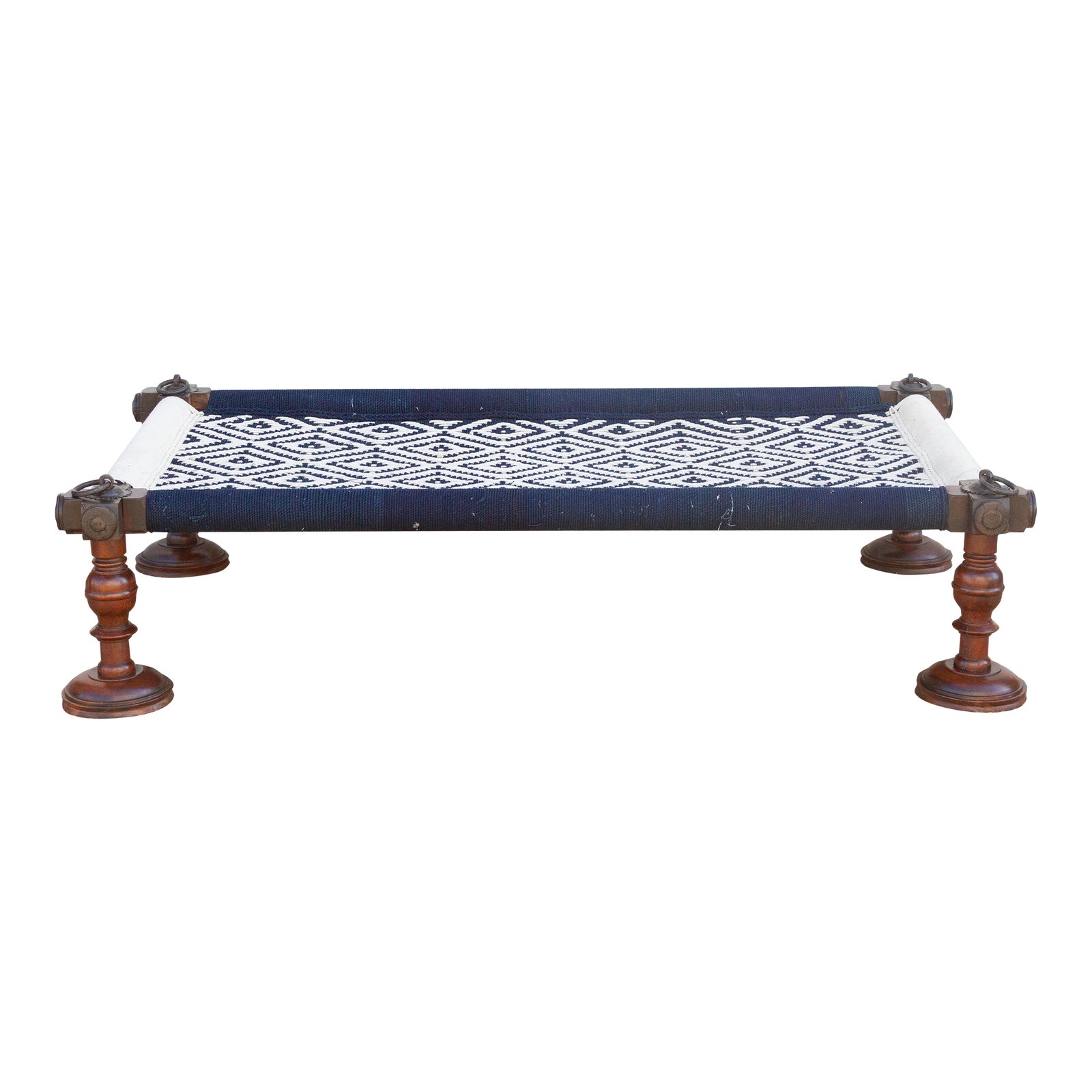 Blue White Woven Swing Charpai Bed Chairish