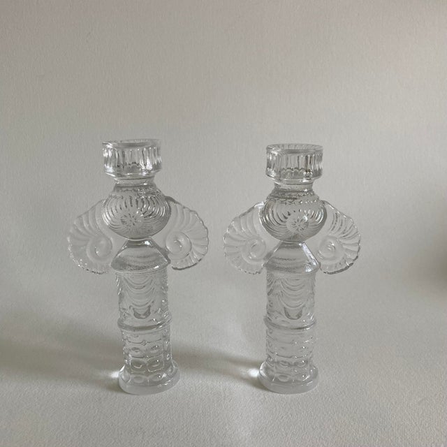 1980s Rosenthal Studio Line Folk Art Angel Glass Candlesticks ...