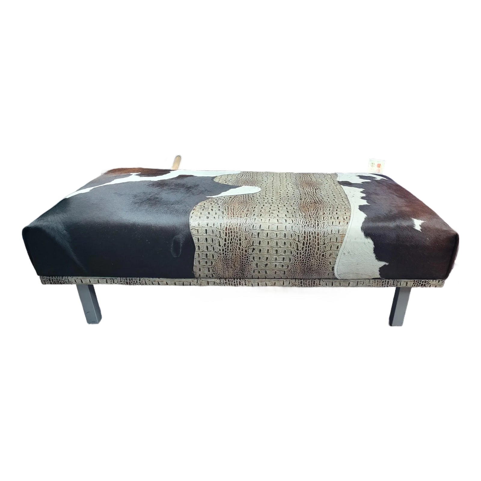 1990s Over Sized Leather Ottoman | Chairish
