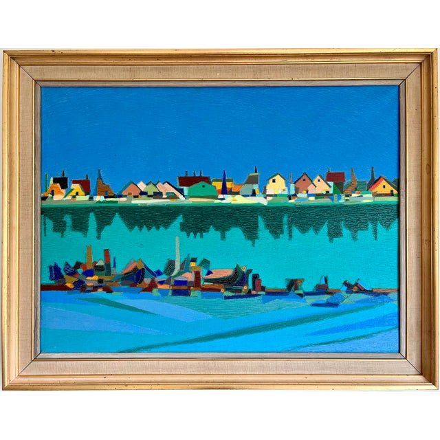 1959 “The Water’s Edge” Midcentury-Modern Oil Painting by Swedish ...