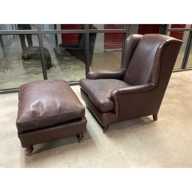 Bespoke George Smith Style English Library Chair & Oversized Ottoman ...