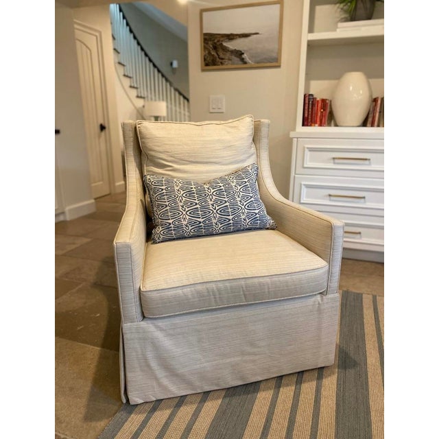 Lee Industries Sloped Arm Swivel Chair | Chairish