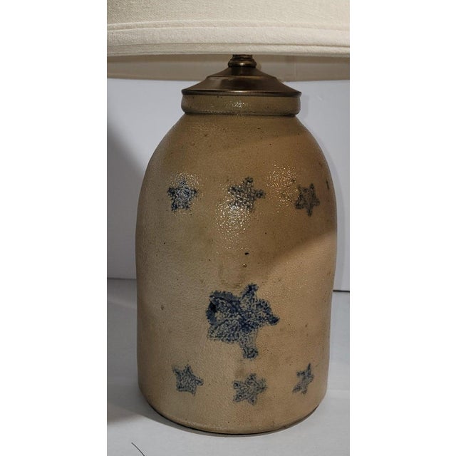 19thc Patriotic Crock Table Lamp With Brass Bird Finial | Chairish