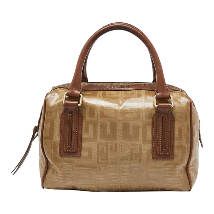 Givenchy Brown Signature Coated Fabric And Leather Satchel | Chairish