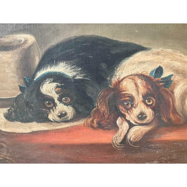 1920s Antique English Painting Depicting Two Cavalier King Charles ...