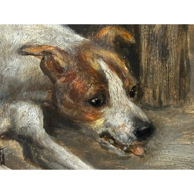 Late 19th Century British Victorian Hunting Oil Painting Jack Russell ...