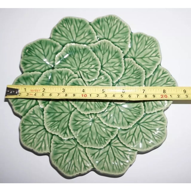 Vintage Bordallo Pinheiro Geranium Leaf Green Plate | Chairish